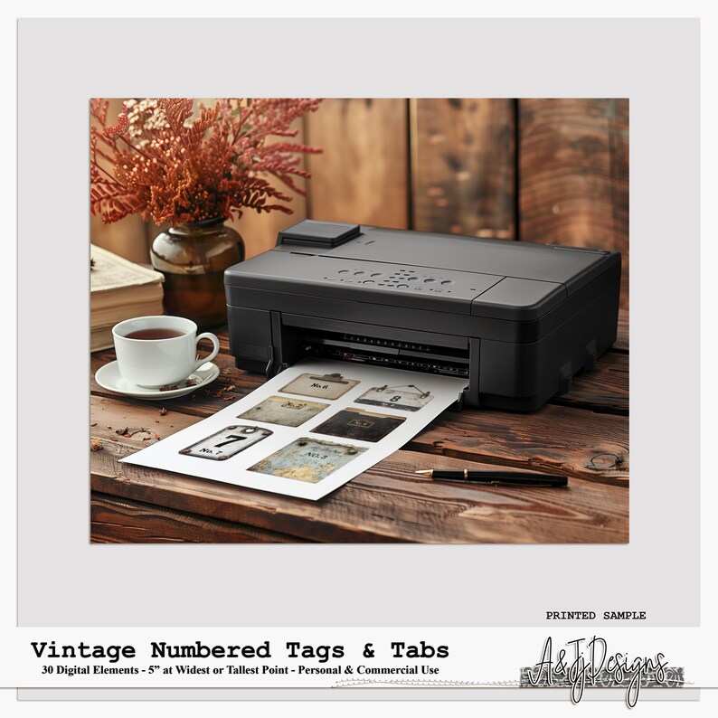 Vintage Numbered Tags & Tabs | Rustic File Labels | Digital Elements ...