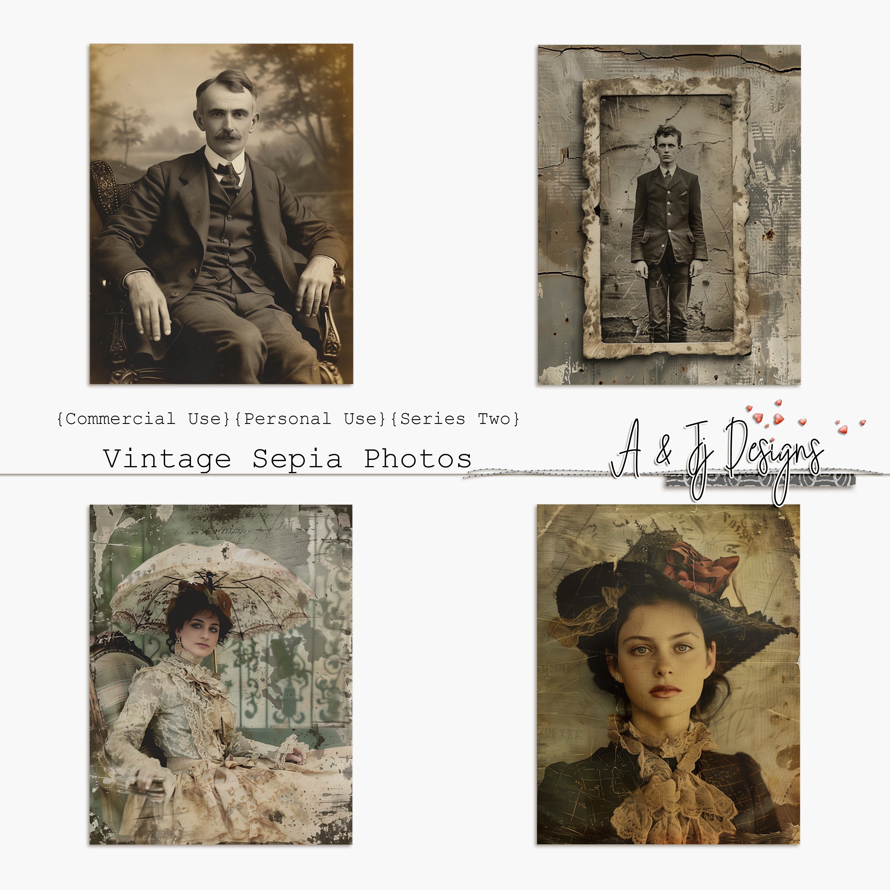 Vintage Sepia Photos Series Two, CU, Printable, Ephemera, JPG Format ...