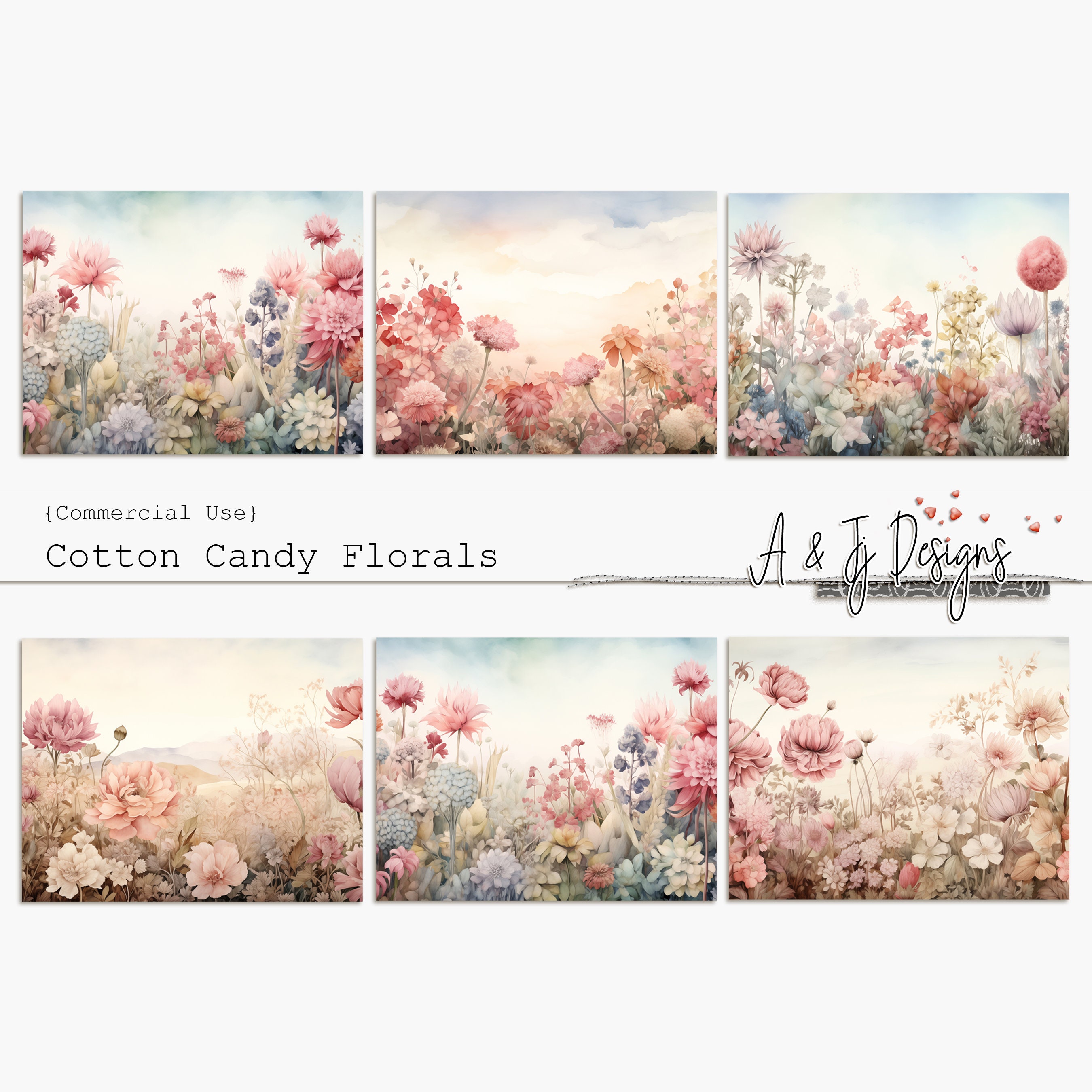 Vintage Cotton Candy Florals, Papers, CU, Printables, Junk Journals ...