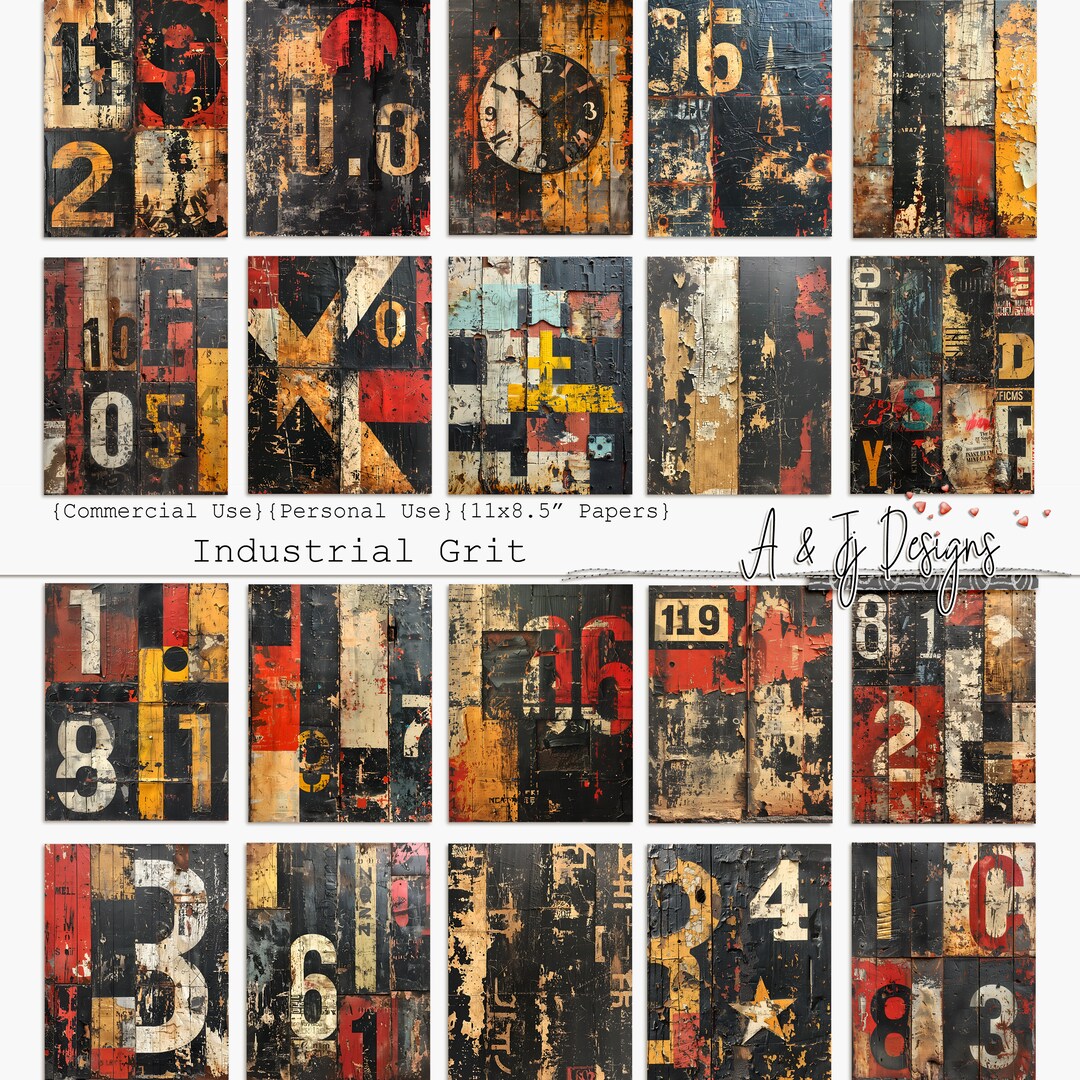 Industrial Grit, CU, PU, Printable, Papers, Ephemera, JPG, Junk Journal ...