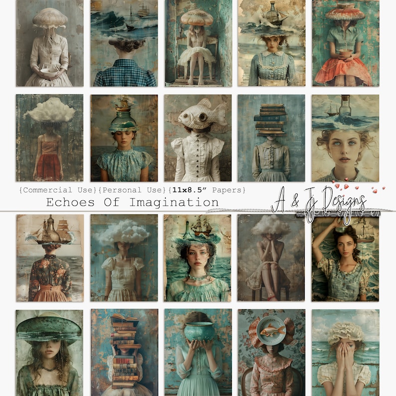 Echoes of Imagination Papers, Commercial Use, Printable, 11x8.5", Junk ...