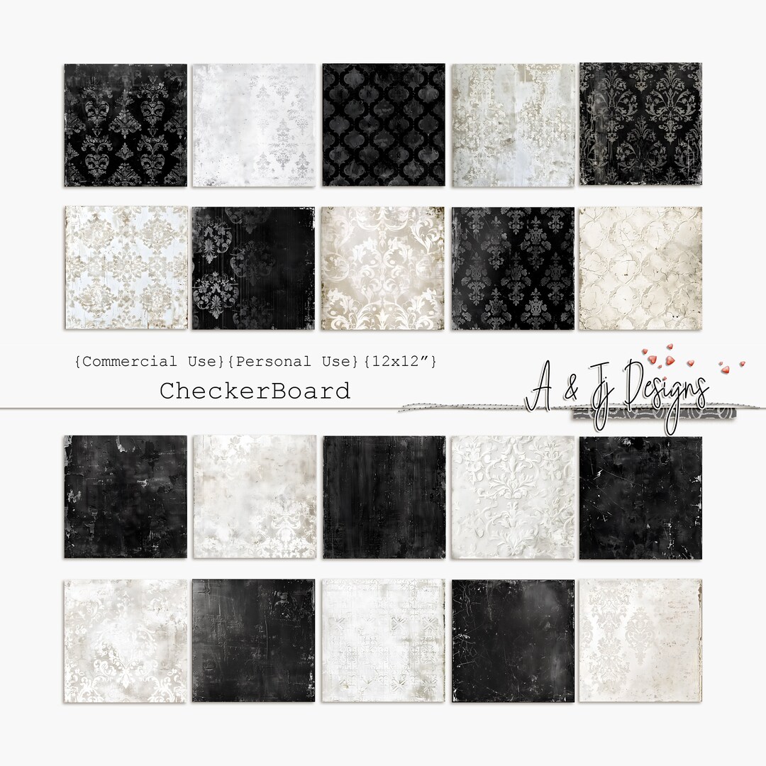 Checkerboard, 12x12", Papers, CU, Printable, JPG, Junk Journal ...