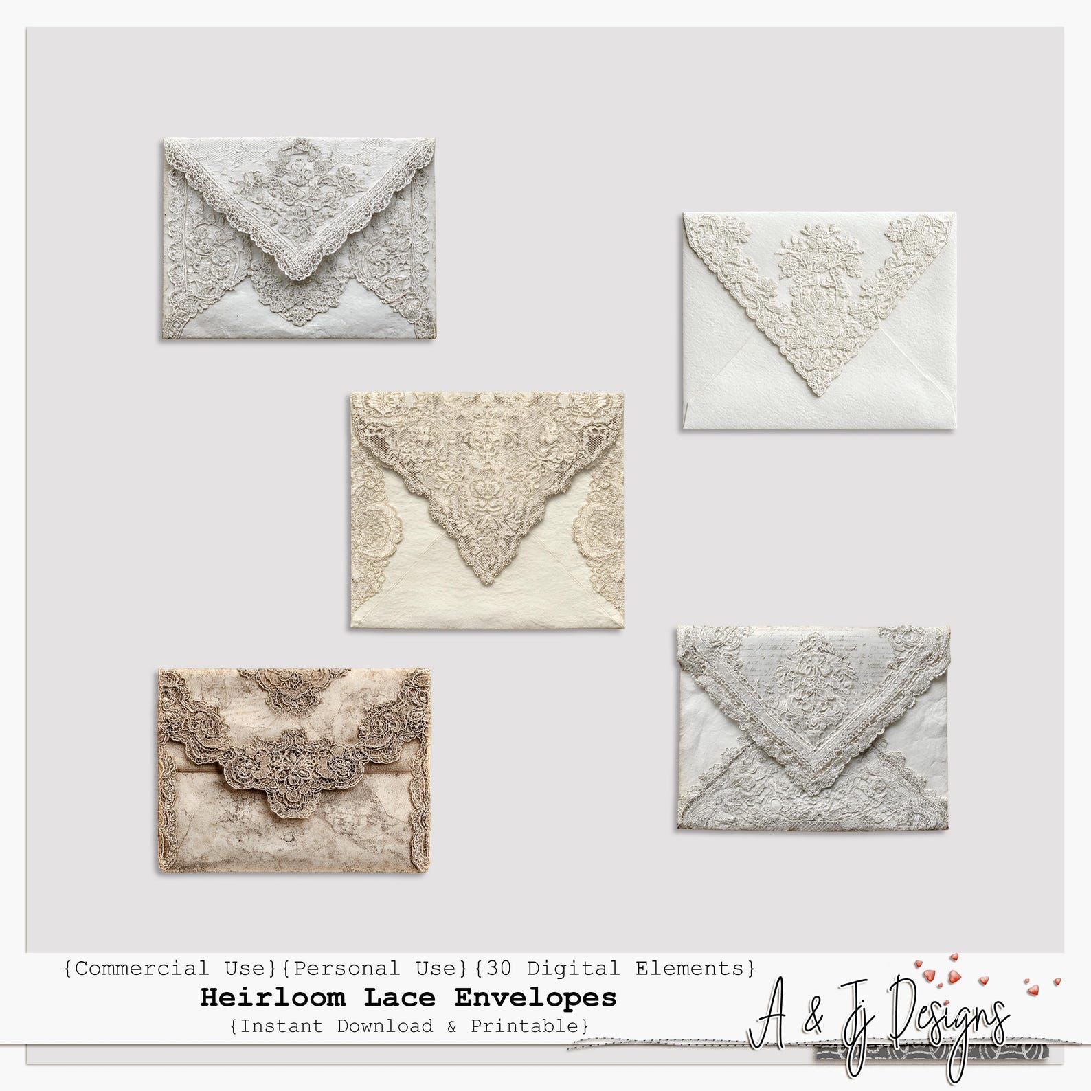 Heirloom Lace Envelopes | Vintage Digital Elements | Shabby Antique ...