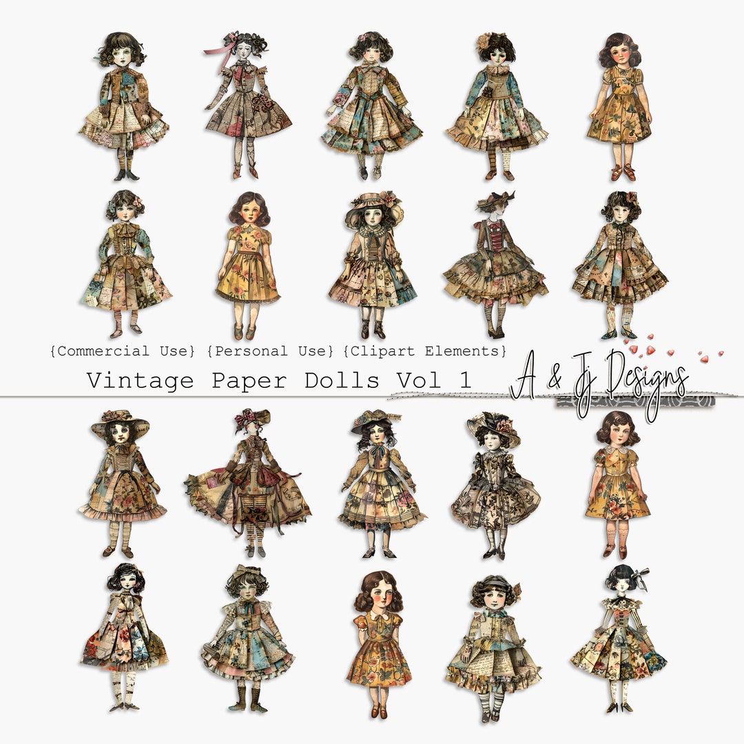 Vintage Paper Dolls Vol 1, Commercial Use, Printable, Junk Journals ...