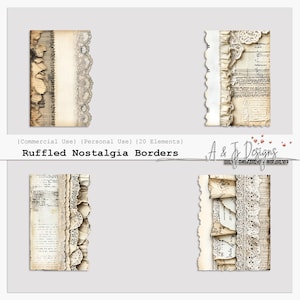 Ruffled Nostalgia Borders, Vintage Lace & Ledger Digital Paper Edges ...