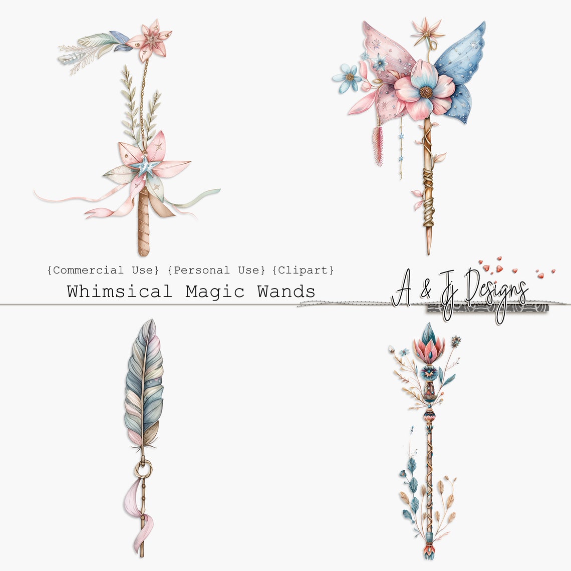 Whimsical Magic Wands, CU, Clipart, Fantasy, Printable, PNG Format ...