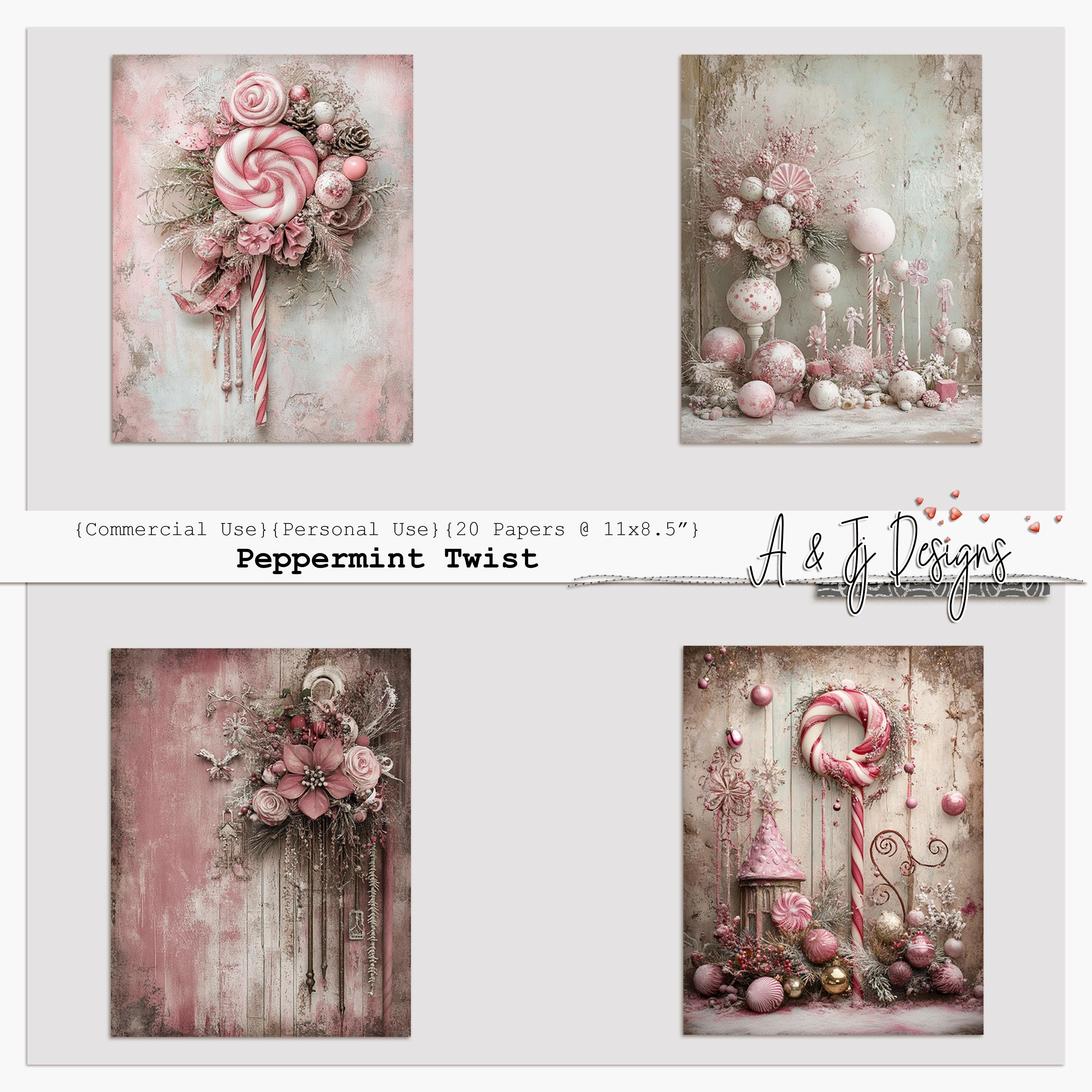 Peppermint Twist, Digital Papers, Christmas Scrapbooking and Junk ...