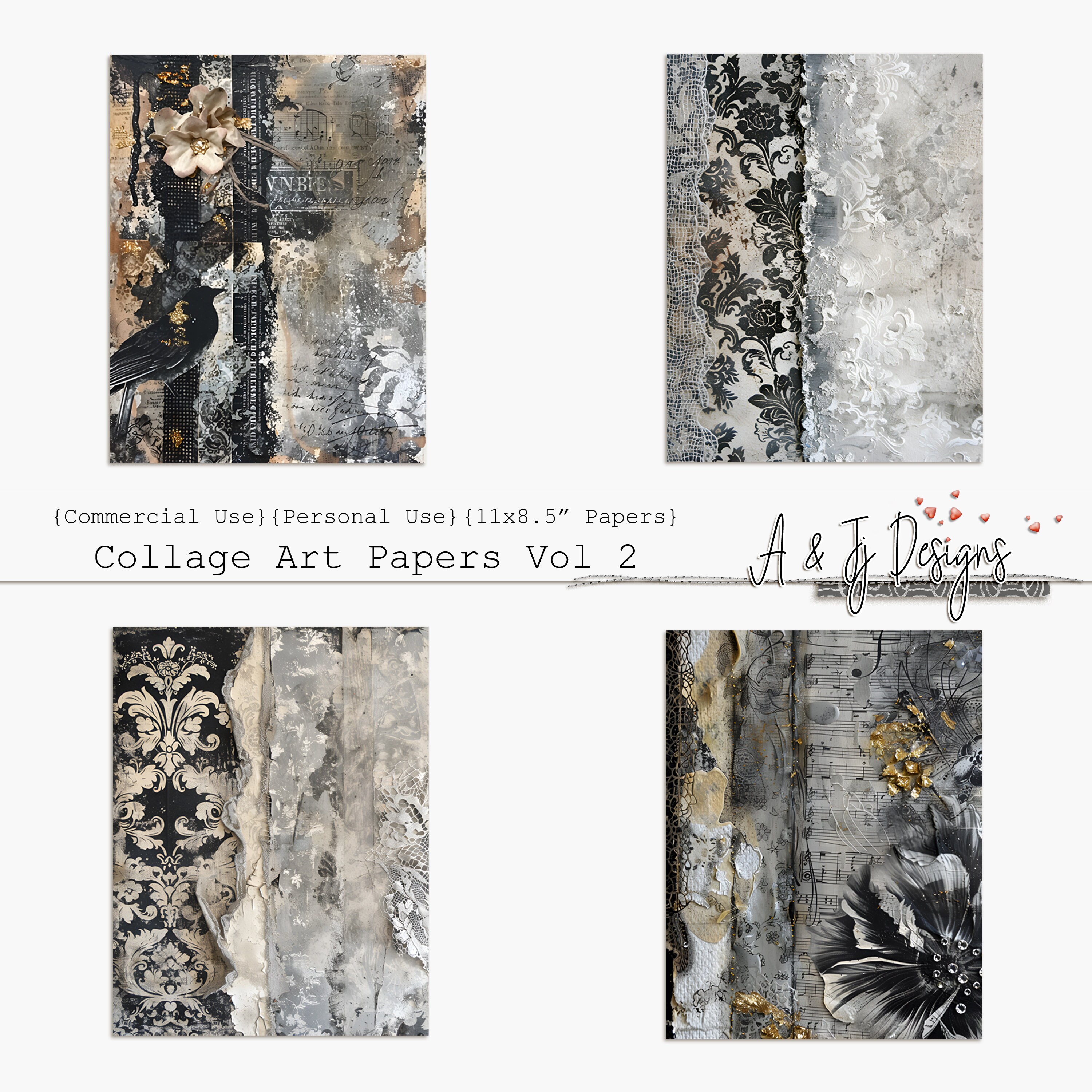 Collage Art Papers Vol 2, CU, PU, Printable, Junk Journal, Scrapbooking ...