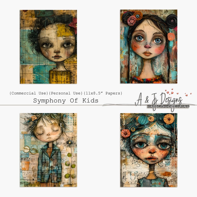 Symphony of Kids, CU, Papers, Printable, JPG, Junk Journals ...