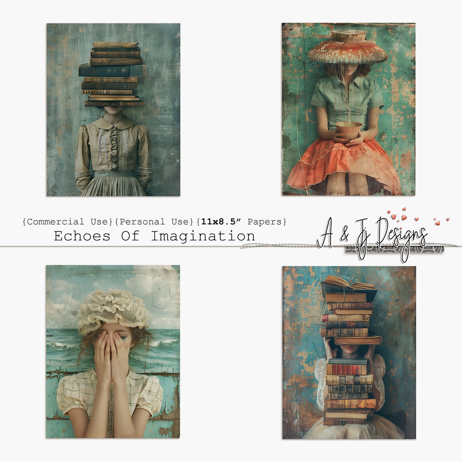 Echoes of Imagination Papers, Commercial Use, Printable, 11x8.5", Junk ...