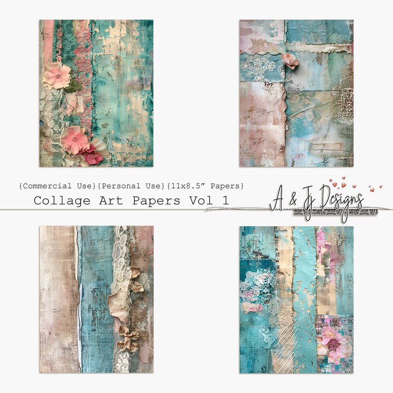 Collage Art Papers Vol 1, CU, PU, Printable, Junk Journal, Scrapbooking ...