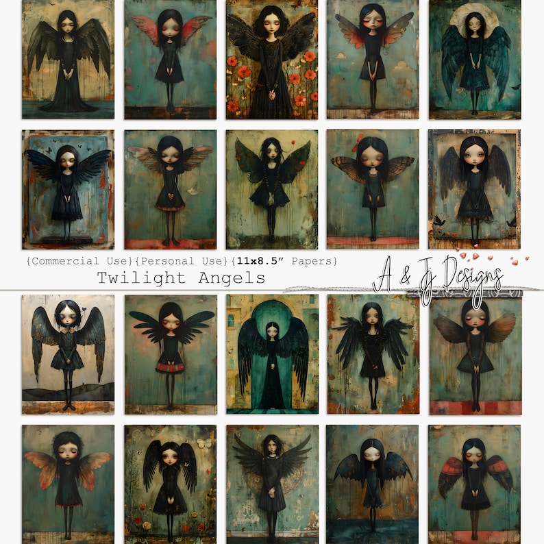 Twilight Angels Papers, CU, PU, Printable, JPG, Junk Journals ...