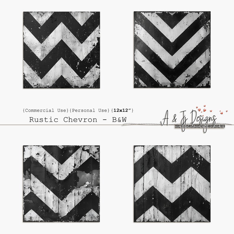 Rustic Chevron B&W Papers, Commercial Use, Printable, 12x12", Junk ...
