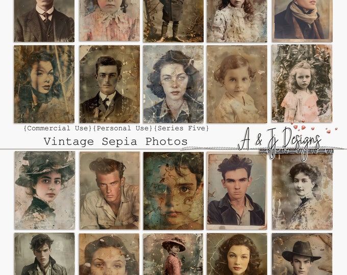 Vintage Sepia Photos Series Five | Printable | for Junk Journal and ...