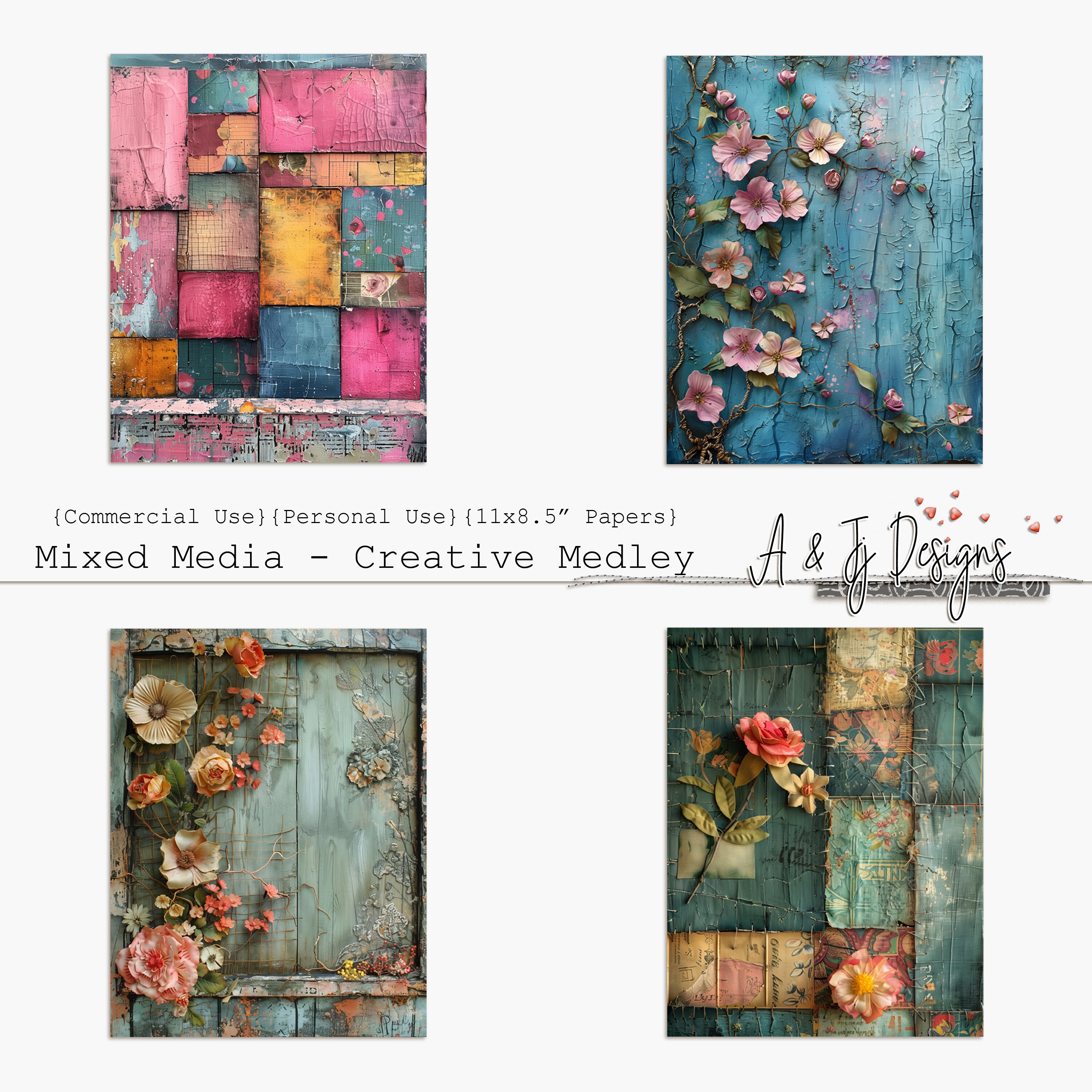 Mixed Media - Creative Medley, CU, Papers, Printable, JPG, Junk ...