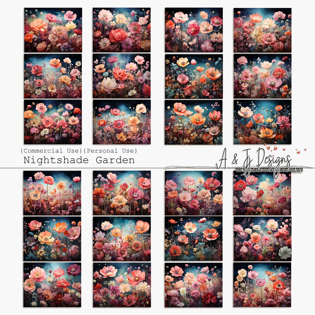 Nightshade Garden, Papers, CU, Printables, Junk Journals, Mixed Media ...