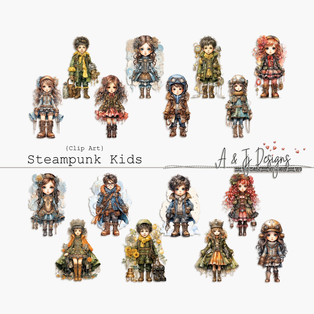 Steampunk Kids, Clipart, Commercial Use, Ephemera Junk Journals ...