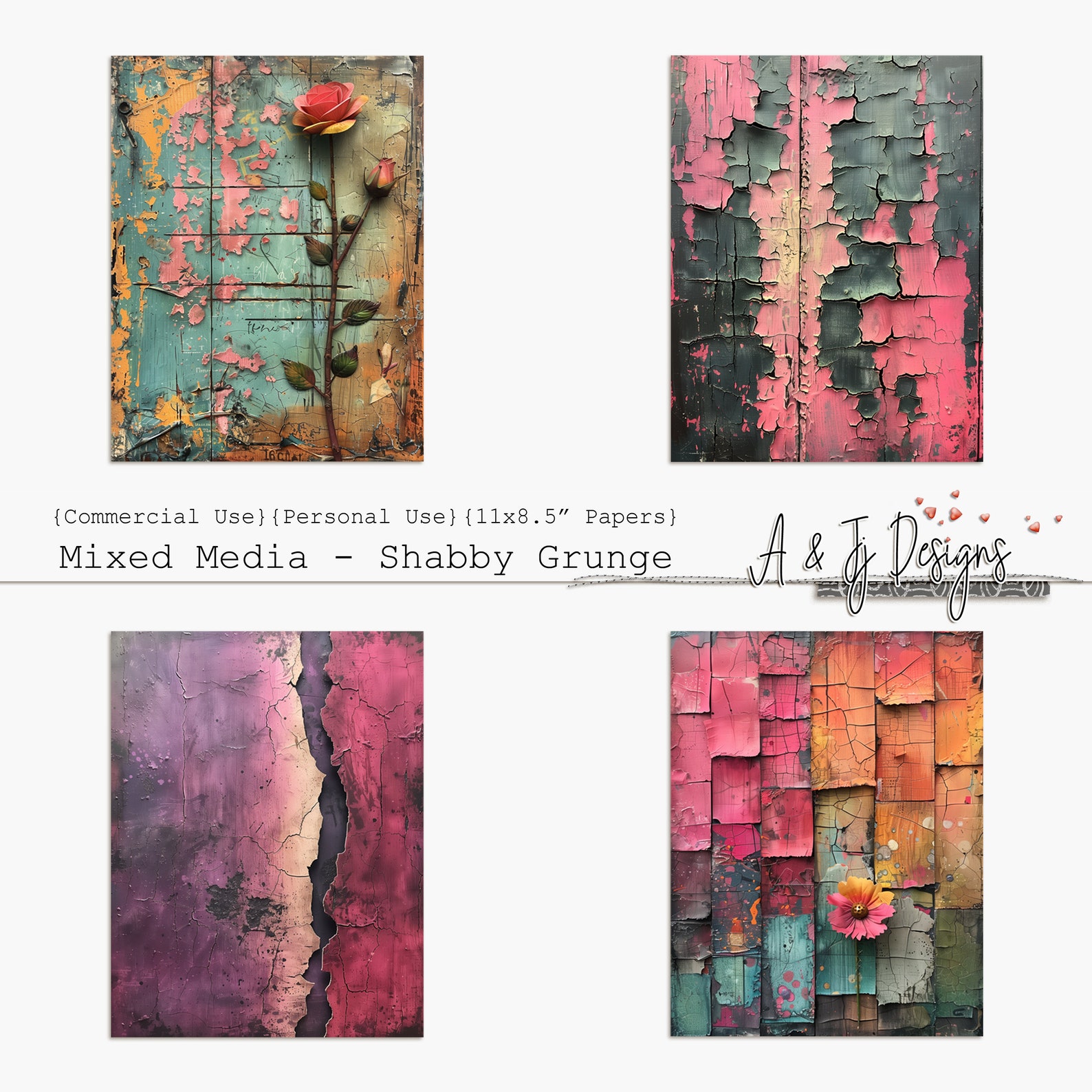 Mixed Media - Shabby Grunge, CU, Papers, Printable, JPG, Junk Journals ...