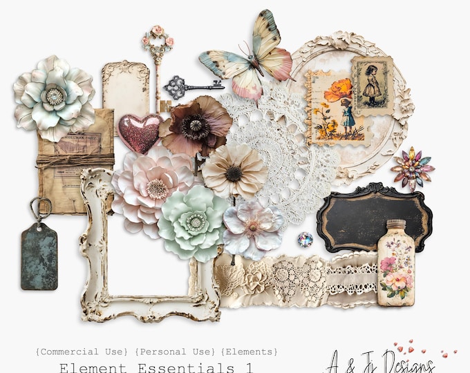 Element Essentials 1 | Digital Clipart Elements | for Junk Journals and ...