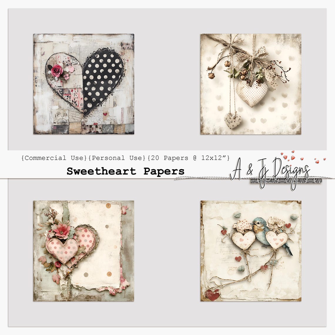 Sweetheart Papers, Vintage Shabby Chic for Scrapbooking & Crafts ...