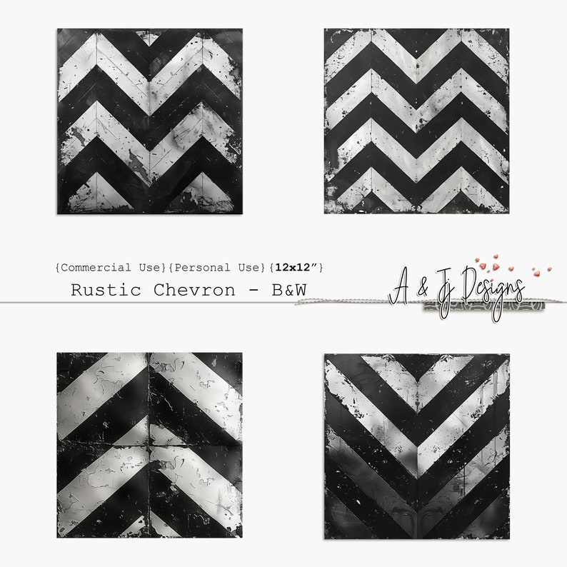 Rustic Chevron B&W Papers, Commercial Use, Printable, 12x12", Junk ...