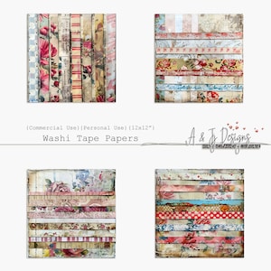Washi Tape Papers | Floral Scrapbook Paper | for Junk Journals and ...