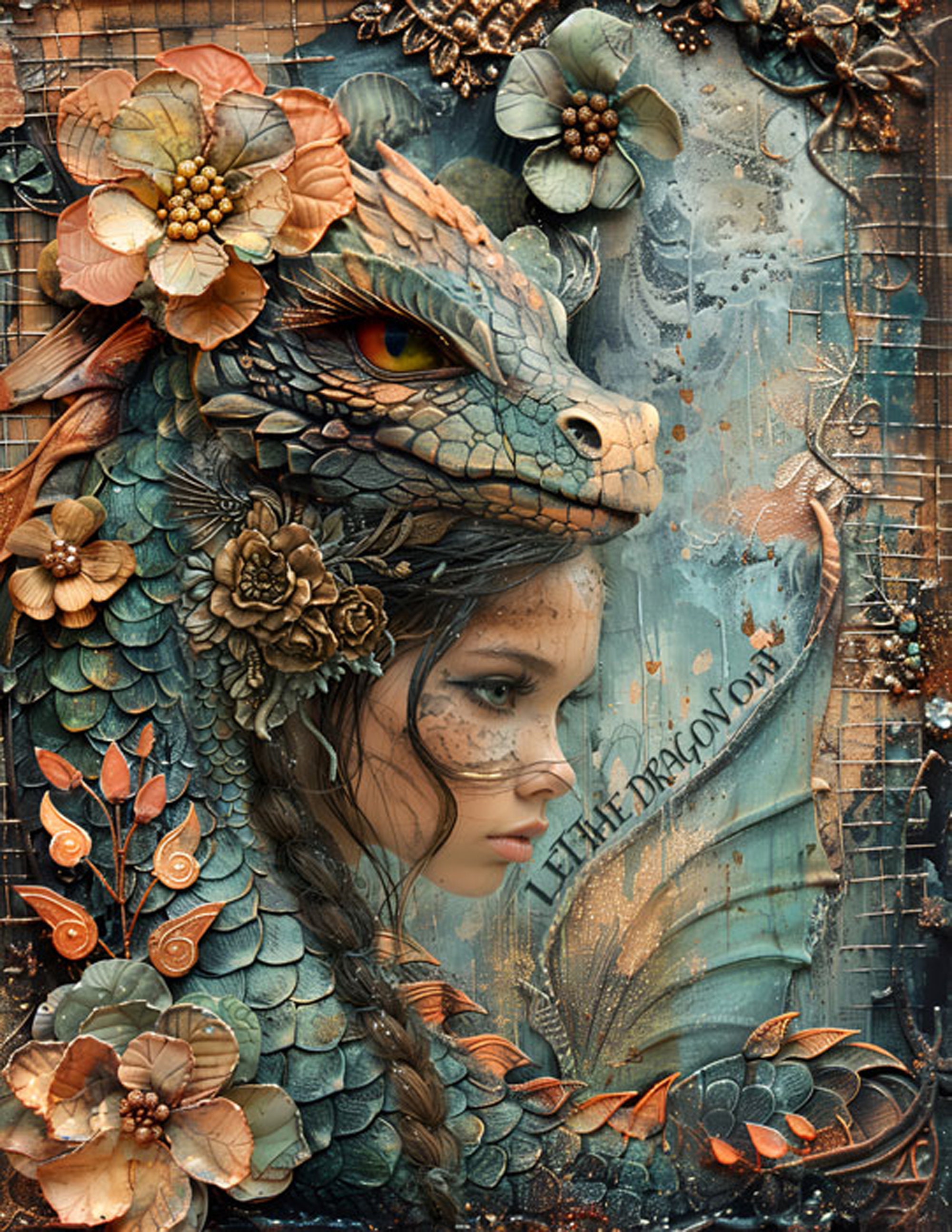 Dragon Princess, CU, PU, Printable, Papers, Ephemera, JPG, Junk Journal ...
