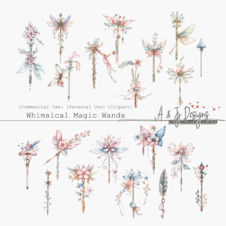 Whimsical Magic Wands, CU, Clipart, Fantasy, Printable, PNG Format ...