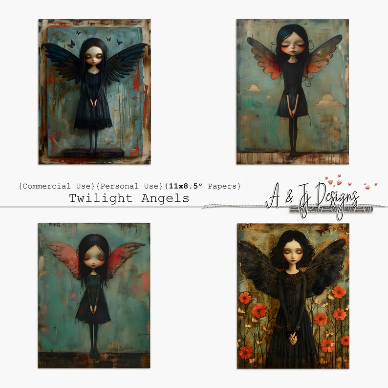 Twilight Angels Papers, CU, PU, Printable, JPG, Junk Journals ...