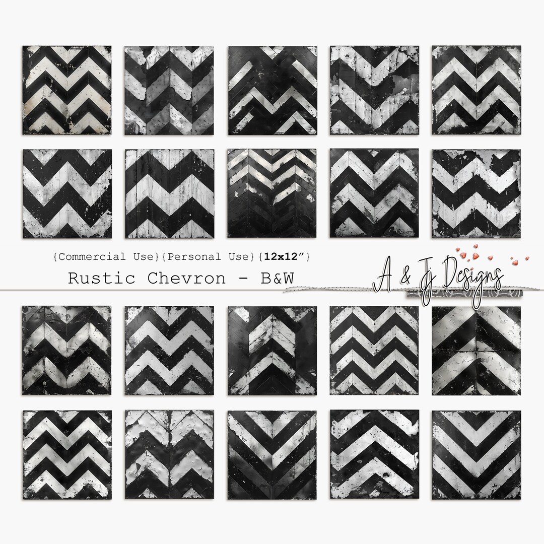Rustic Chevron B&W Papers, Commercial Use, Printable, 12x12", Junk ...