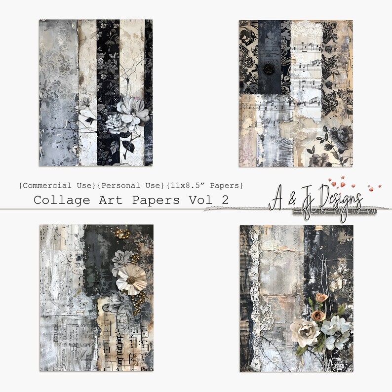 Collage Art Papers Vol 2, CU, PU, Printable, Junk Journal, Scrapbooking ...