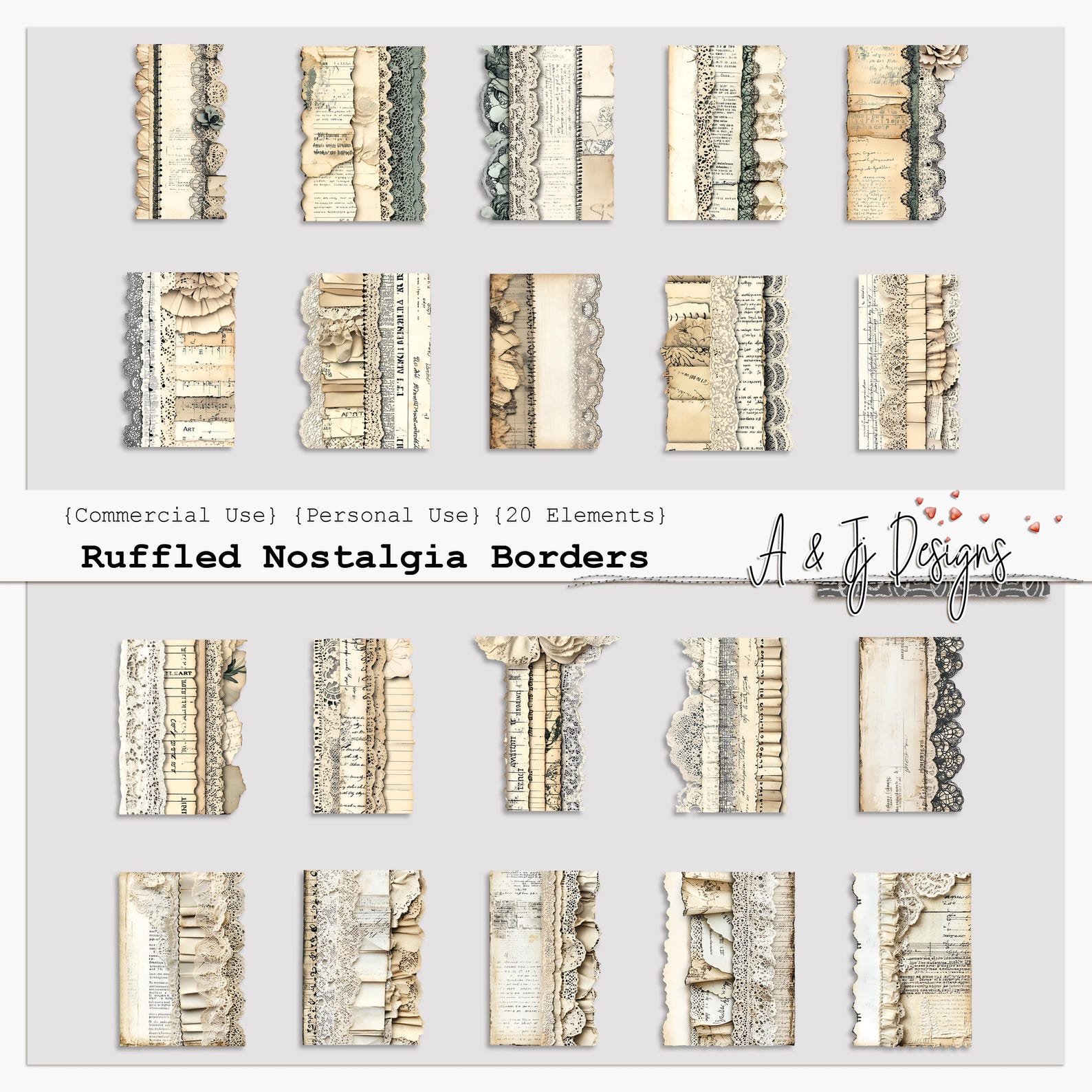 Ruffled Nostalgia Borders | Vintage Lace and Ledger Edges | for Junk ...