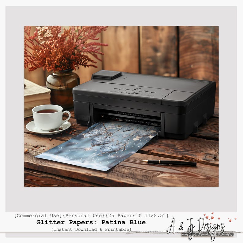Glitter Papers – Patina Blue | Vintage Shimmer Backgrounds | 25 ...