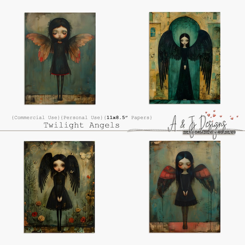 Twilight Angels Papers, CU, PU, Printable, JPG, Junk Journals ...