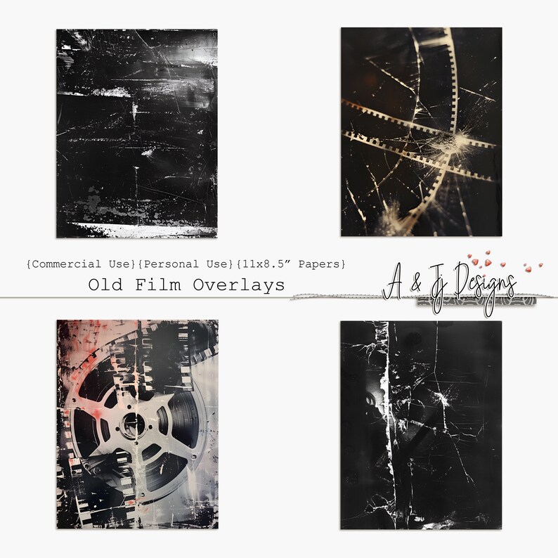 Old Film Overlays, CU, PU, Printable, Junk Journal, Scrapbooking ...