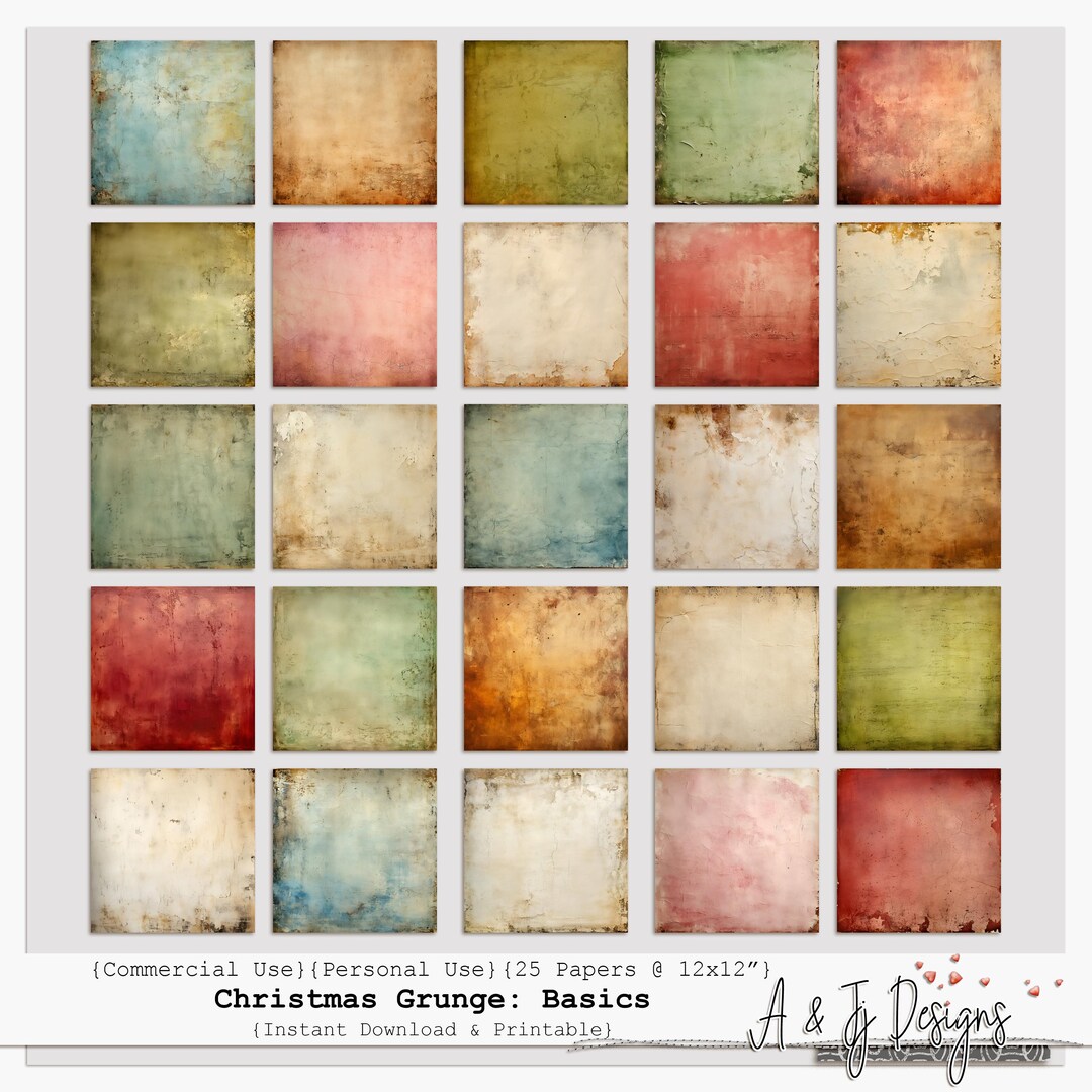 Christmas Grunge Basics | Digital Paper Set | Vintage Rustic ...
