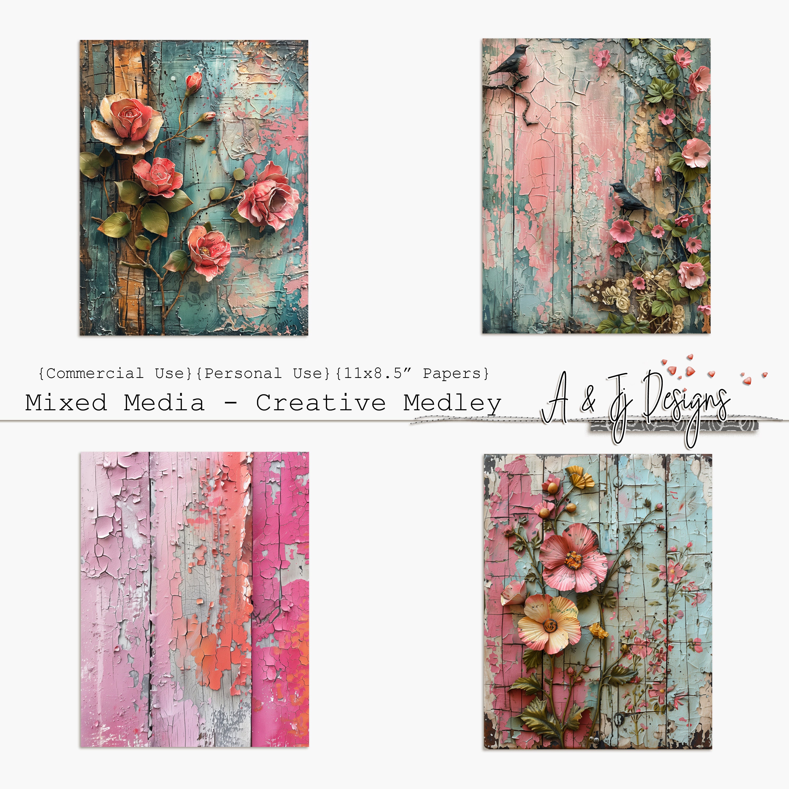 Mixed Media - Creative Medley, CU, Papers, Printable, JPG, Junk ...