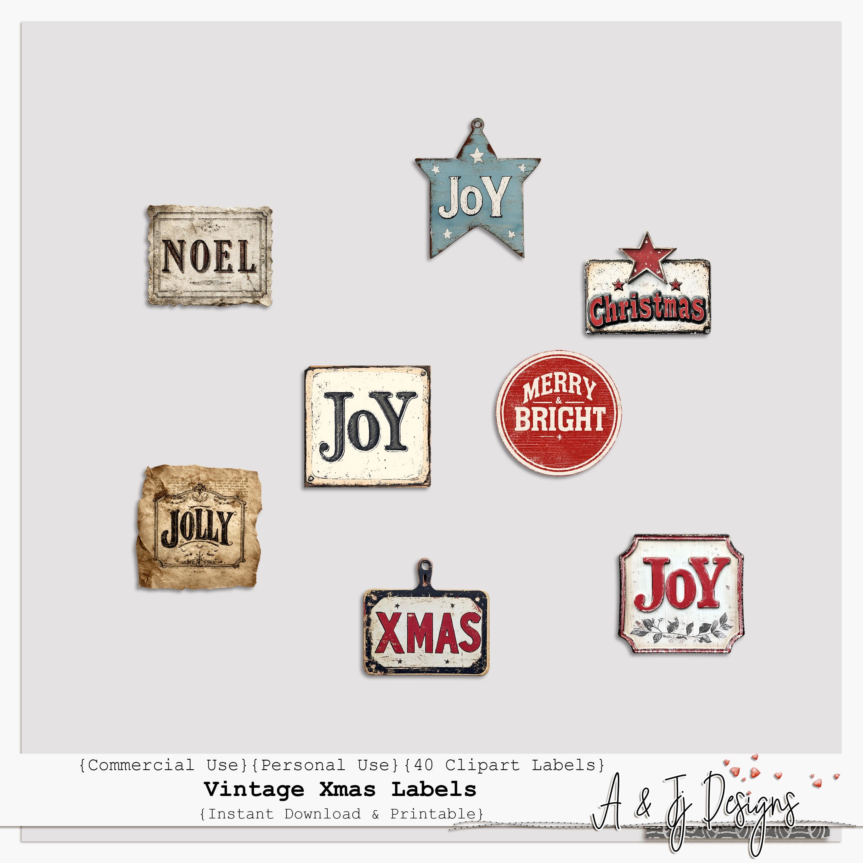 Vintage Xmas Labels | Printable Holiday Tags | Christmas Clipart ...