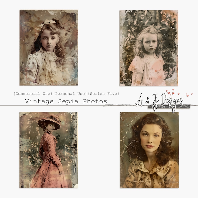 Vintage Sepia Photos Series Five, Recoloured, CU, Printable, Ephemera ...