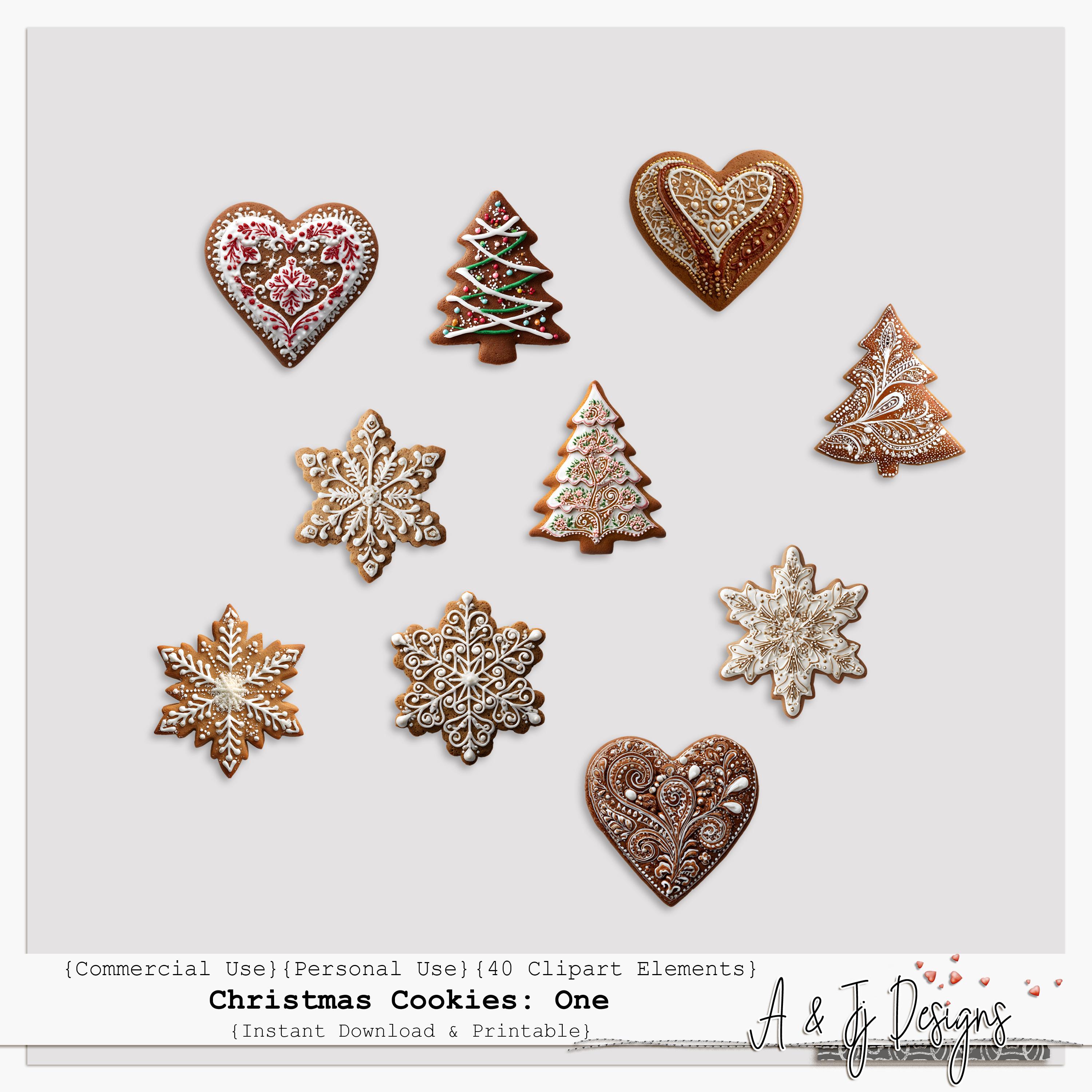 Christmas Cookies: One | Clipart Set | 40 Iced Gingerbread Pngs ...