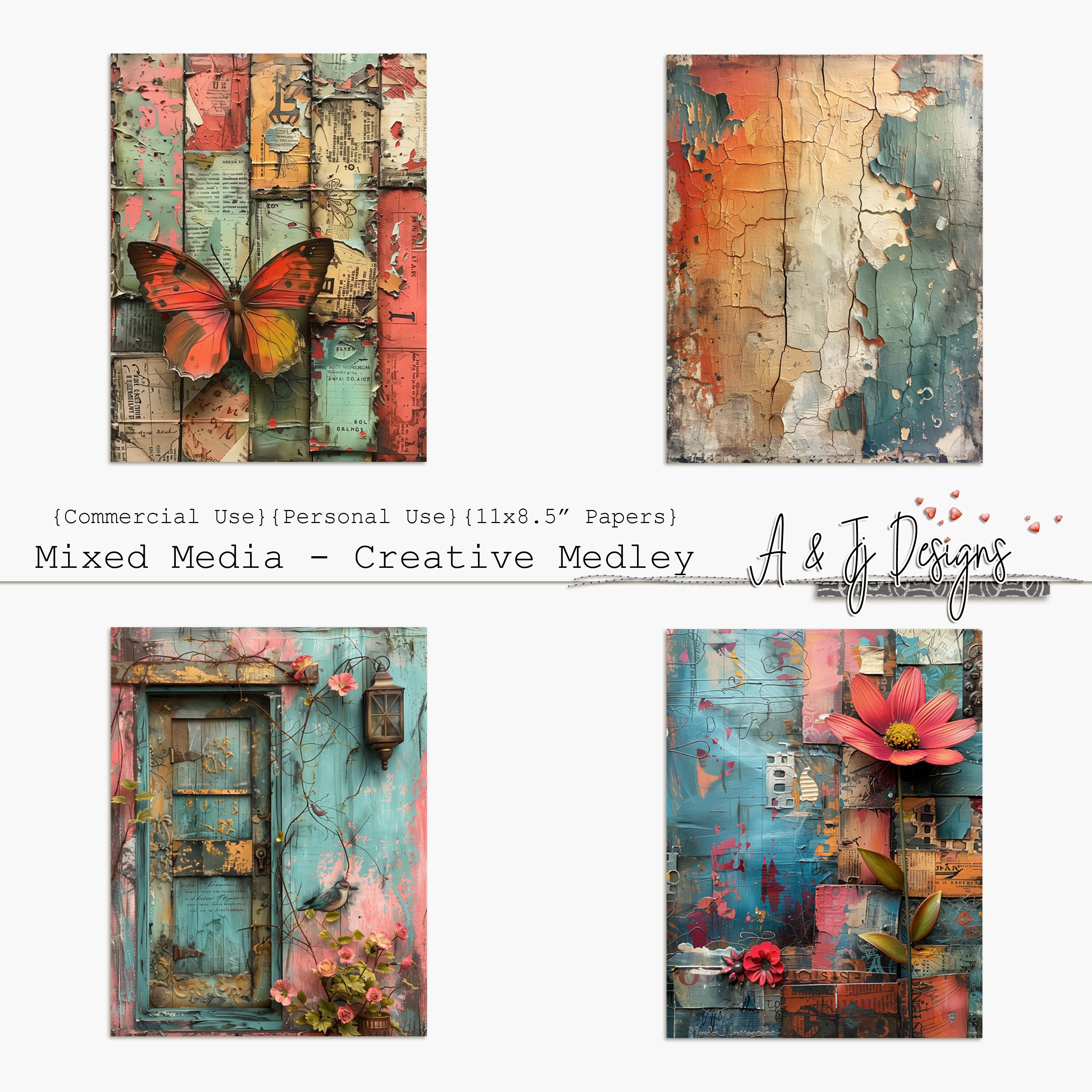 Mixed Media - Creative Medley, CU, Papers, Printable, JPG, Junk ...