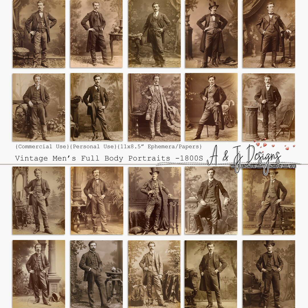 Vintage Men's Portraits - 1800s, CU, Printable, Ephemera, Papers, JPG ...