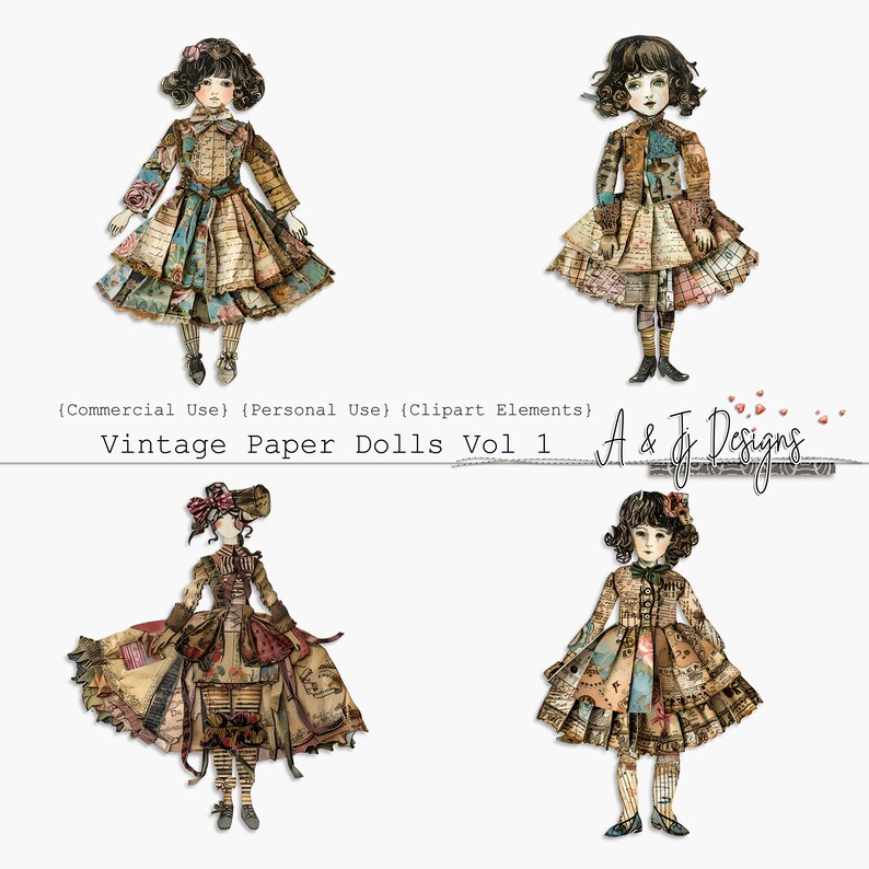 Vintage Paper Dolls Vol 1, Commercial Use, Printable, Junk Journals ...
