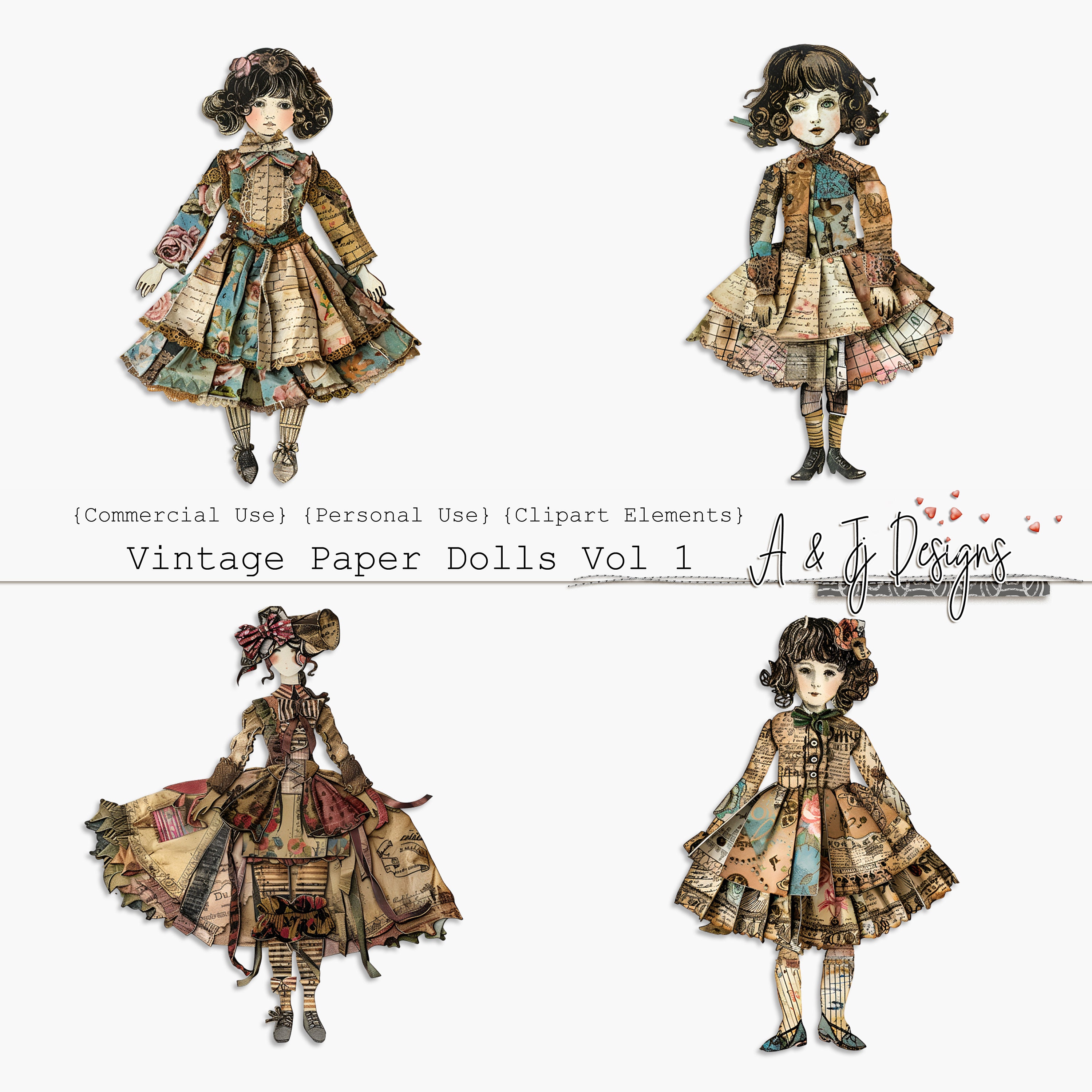 Vintage Paper Dolls Vol 1, Commercial Use, Printable, Junk Journals ...