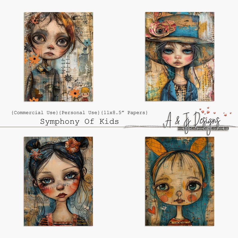 Symphony of Kids, CU, Papers, Printable, JPG, Junk Journals ...