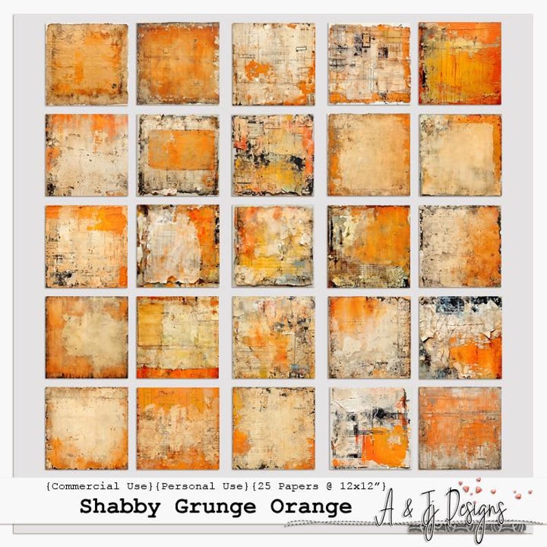 Shabby Grunge Orange, Digital Paper Pack, Vintage, Distressed, and ...
