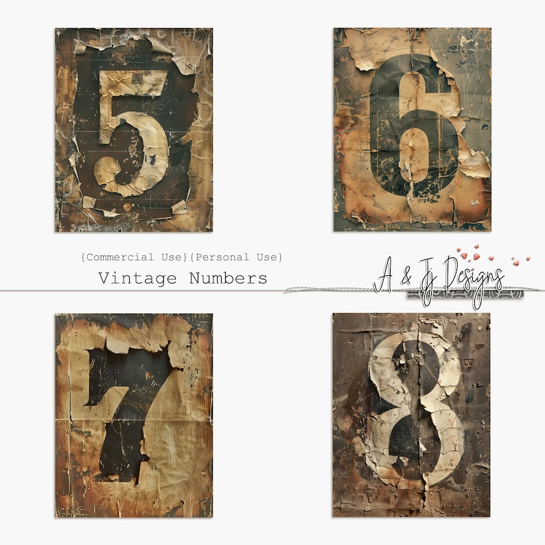 Vintage Numbers, CU, Printable, Ephemera, Papers, JPG Format, Junk ...