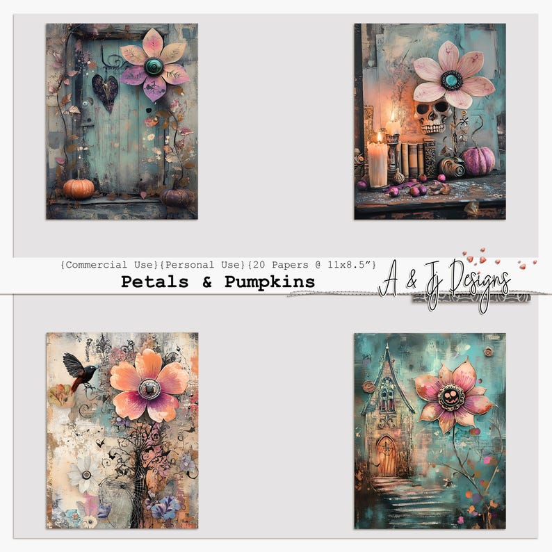 Petals & Pumpkins, Autumn Floral and Pumpkin Designs, 20 Papers for ...