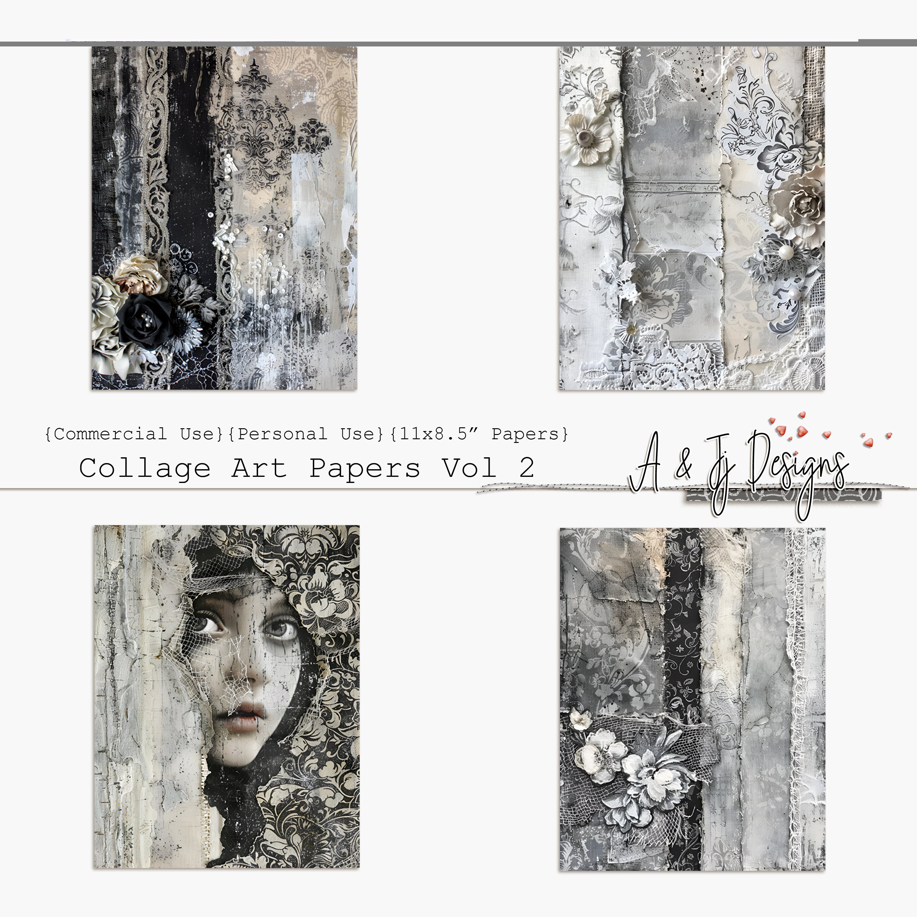Collage Art Papers Vol 2, CU, PU, Printable, Junk Journal, Scrapbooking ...