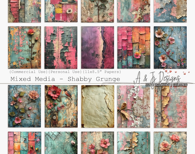 Mixed Media - Shabby Grunge, CU, Papers, Printable, JPG, Junk Journals ...
